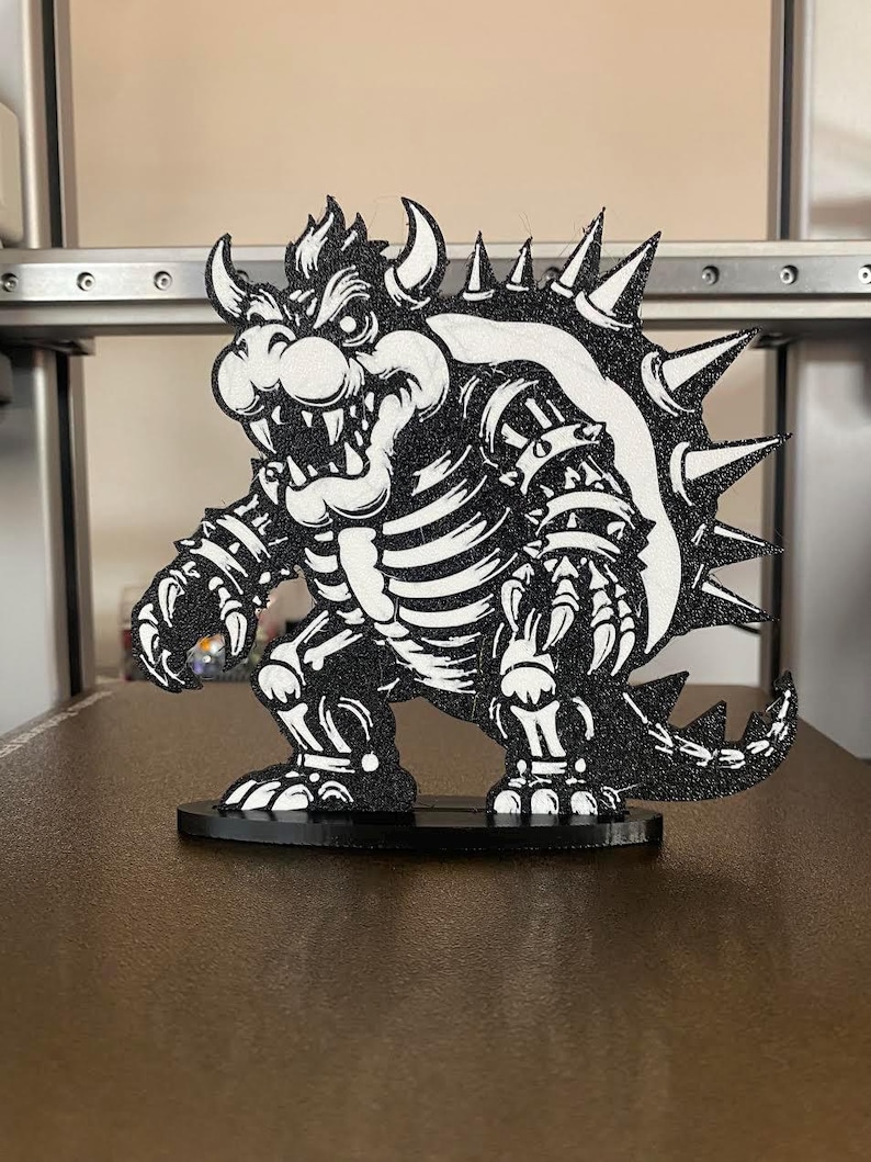 Skeleton Bowser Super Mario 2D Silhouette Art - Etsy
