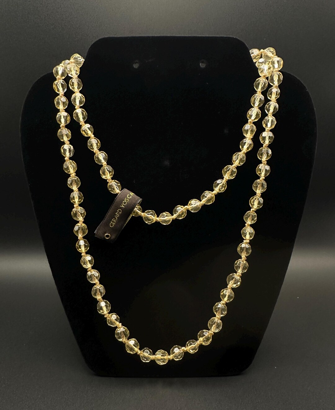 Vintage Gerard Yosca Yellow Glass Beaded Necklace: Hand-knotted ...