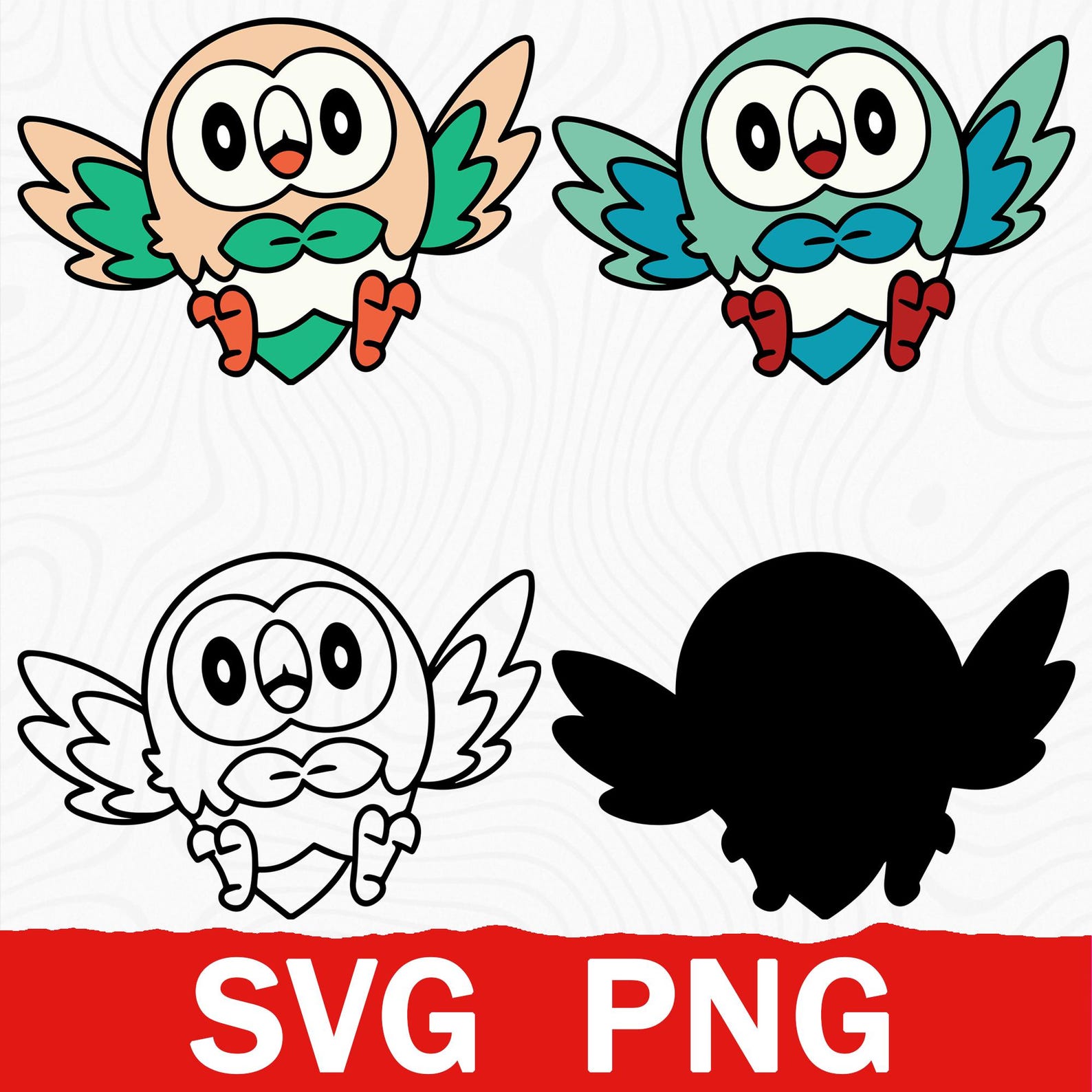 ROWLET Shiny Pokemon Vector, Pokemon SVG, Pokemon Png, Rowlet Graphic ...