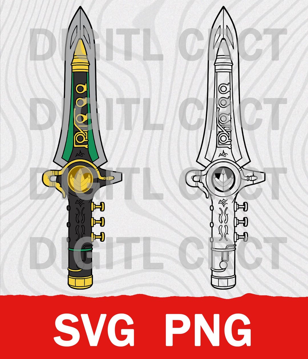 Power Rangers MMPR Dragon Dagger Flute SVG PNG Cricut, Clipart, Layered ...