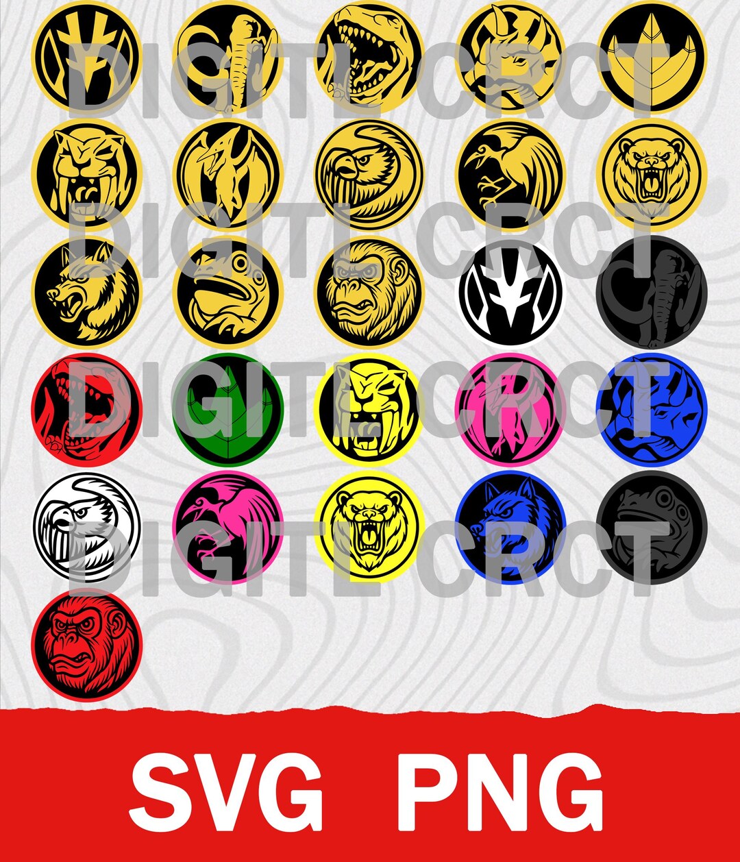 Power Rangers MMPR Power Münzen SVG PNG Cricut, Clipart, Geschichtet ...