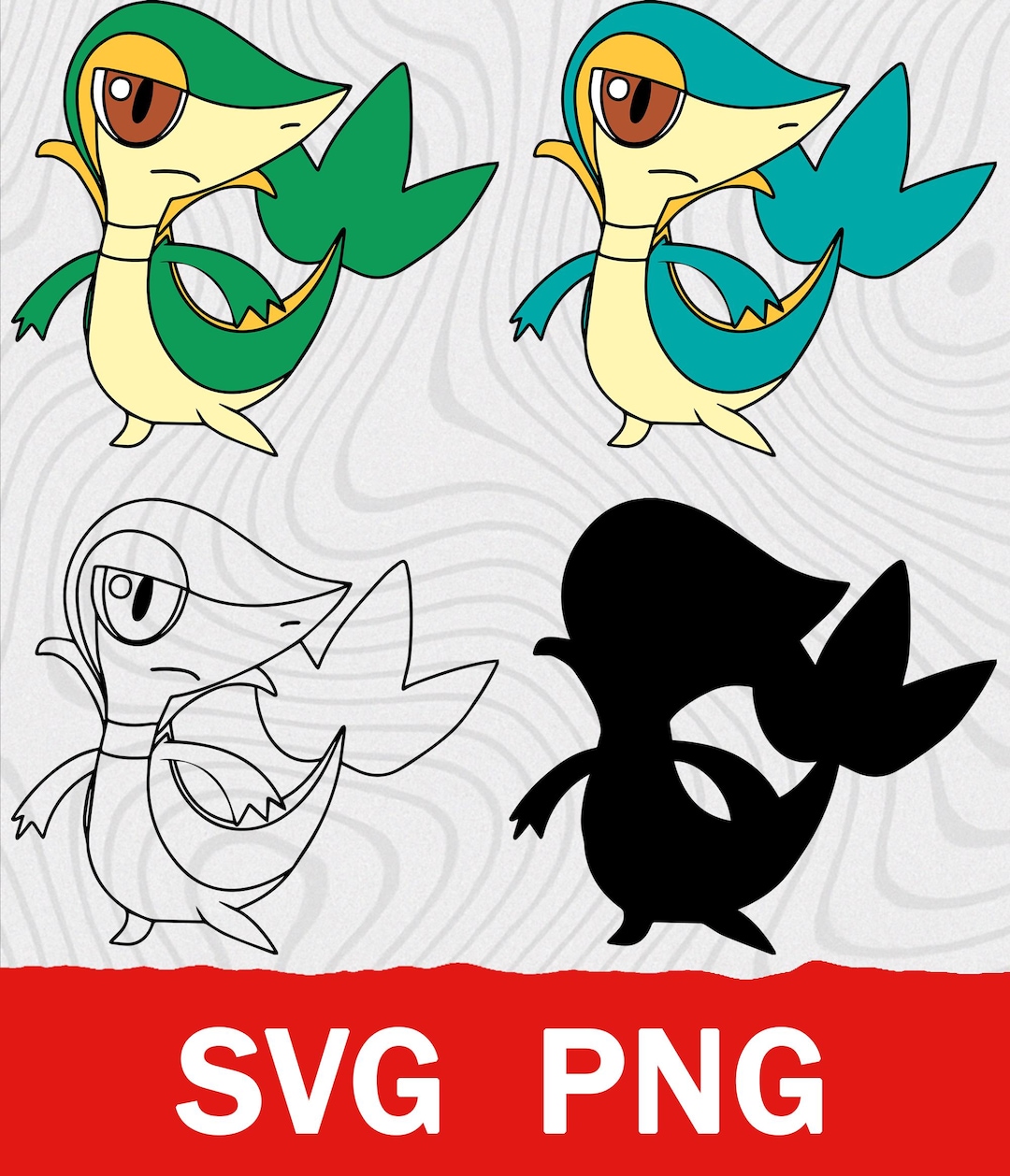 SNIVY Shiny Pokemon Vector, Pokemon SVG, Pokemon Png, Snivy Graphic, Snivy Clipart, Transparent ...