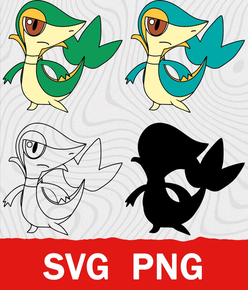 SNIVY Shiny Pokemon Vector, Pokemon SVG, Pokemon Png, Snivy Graphic ...