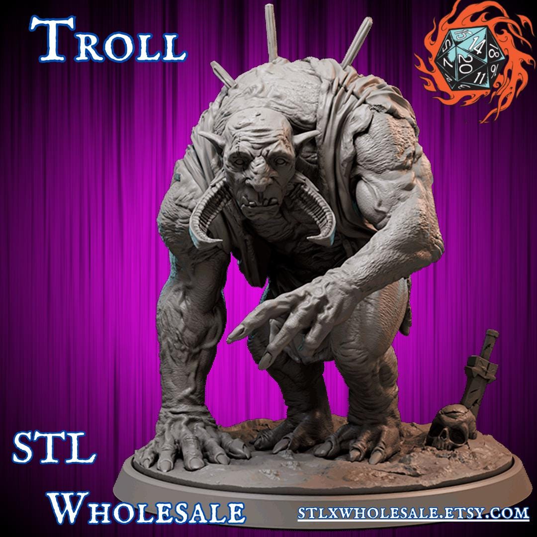 Troll 32mm/75mm D&D Miniature STL Files - Etsy