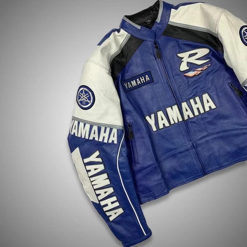 YAMAHA Motogp Racing Leather Jacket Handmade Vintage Motorcycle Biker ...