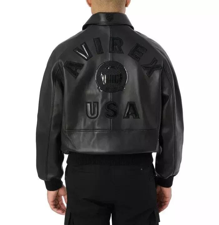 Avirex Men's Black Icon Aviator Genuine Cowhide Leather Motorcycle ...