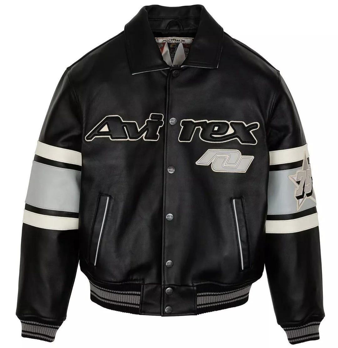 AVIREX USA Edition Icon Jacket in Black Color, Military Bomber Jacket ...