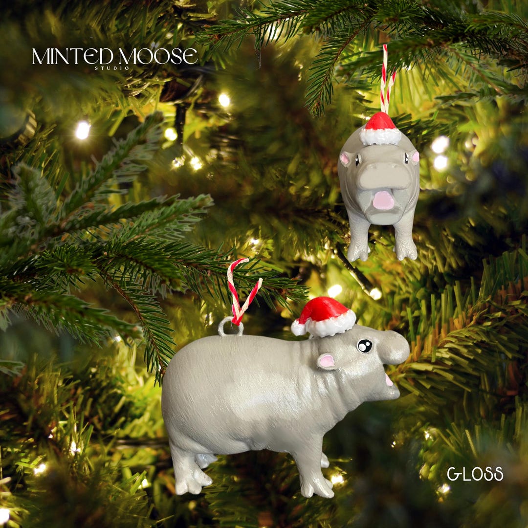 Moo Deng Ornament, Moo Deng, Moo Deng Christmas, Moo Deng Hippo, Hippo ...