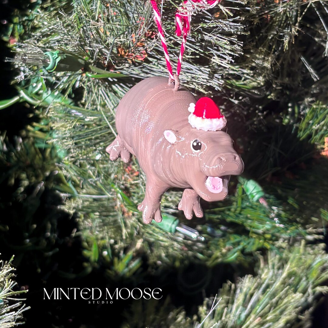 Moo Deng Ornament, Moo Deng, Moo Deng Christmas, Moo Deng Hippo, Hippo ...