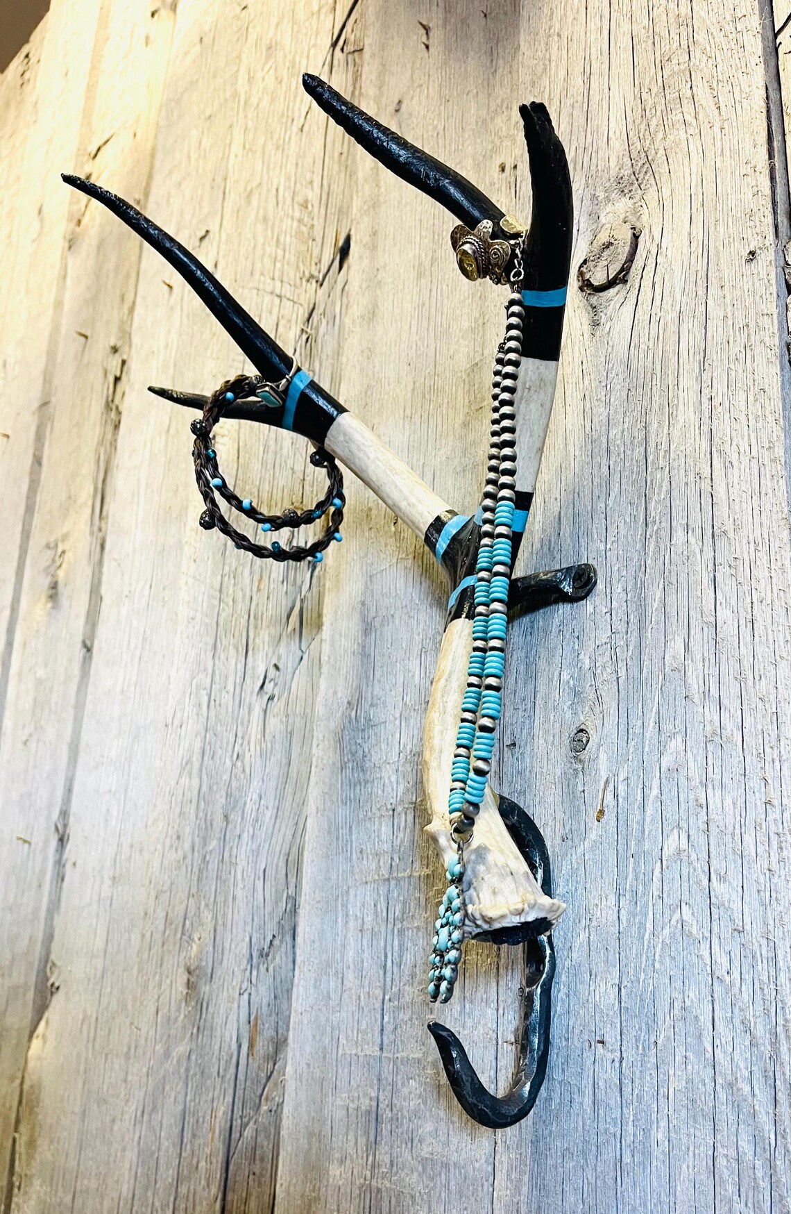 Jewelry Whitetail Antler Wall Hanging Rack With Forged Details to ...