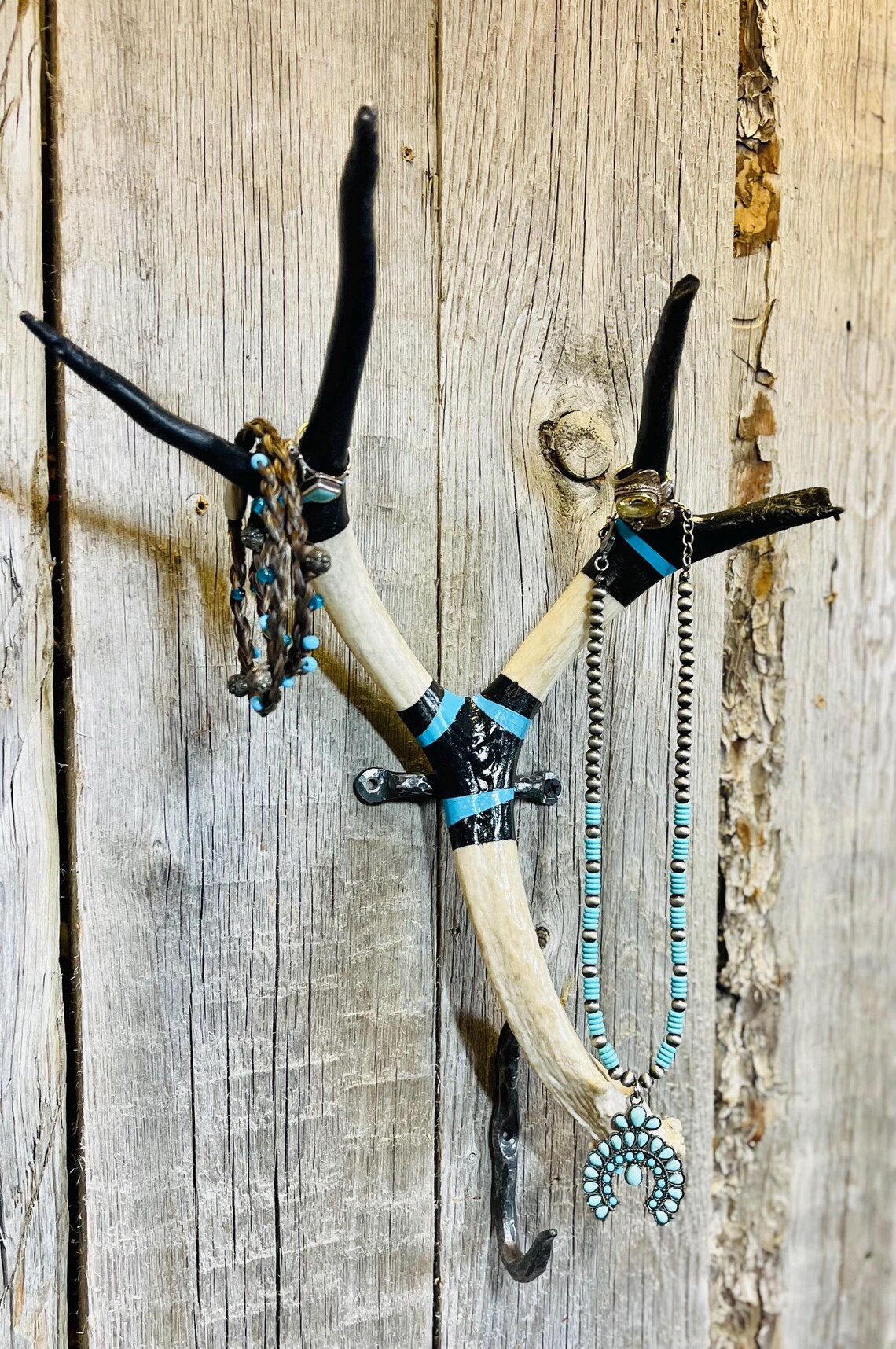 Jewelry Whitetail Antler Wall Hanging Rack With Forged Details to ...