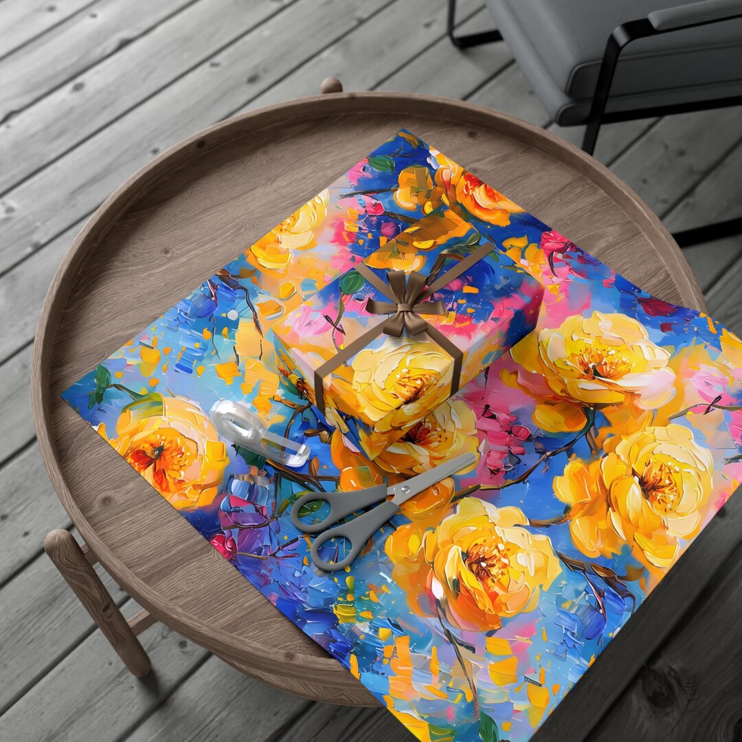 Wrapping Paper Sheet Vibrant Roses - Etsy