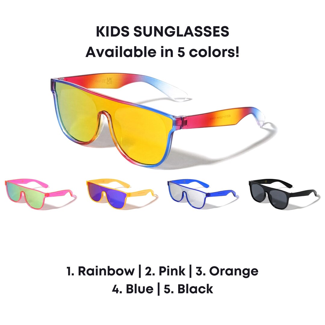 SUNSET - Kids Flat Top Shield Sunglasses One-piece Lens UV Protection ...