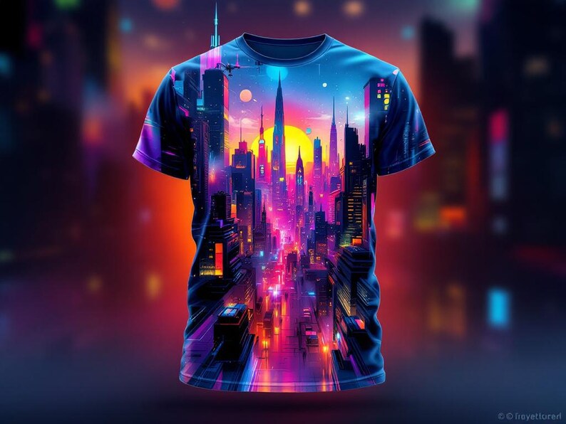 Cyberpunk Cityscape Digital Art Download for T-shirt Designs ...