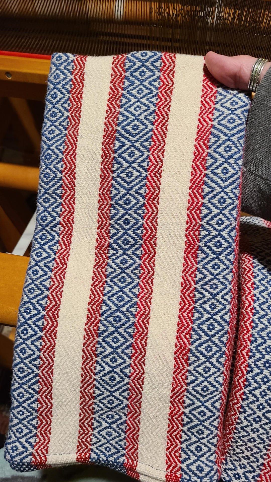 Luxurious Hand Woven Red, White, and Blue Cotton Towels - Soft ...