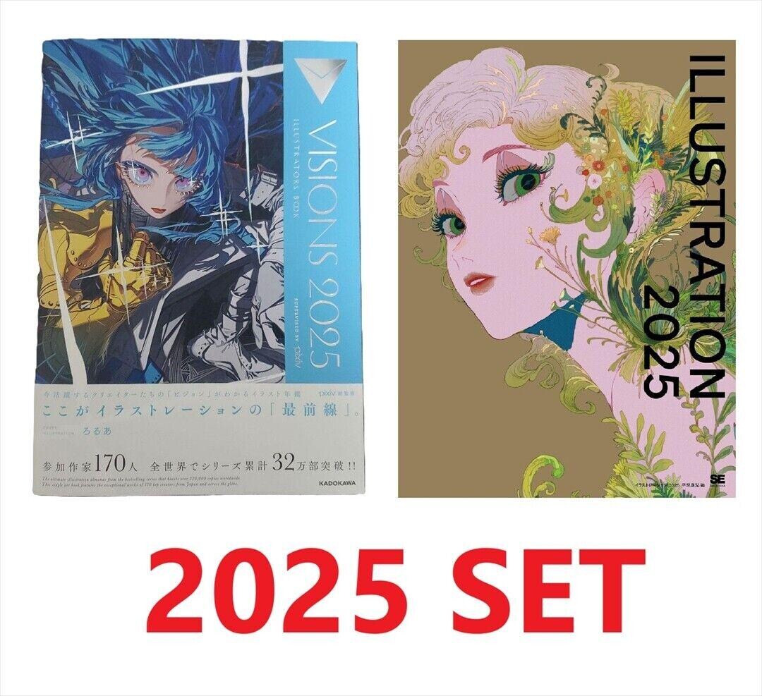 VISIONS 2025 ILLUSTRATORS Book Pixiv Artbook 352 Pages & ILLUSTRATION 2025 Artbook 320 Pages, 2 ...