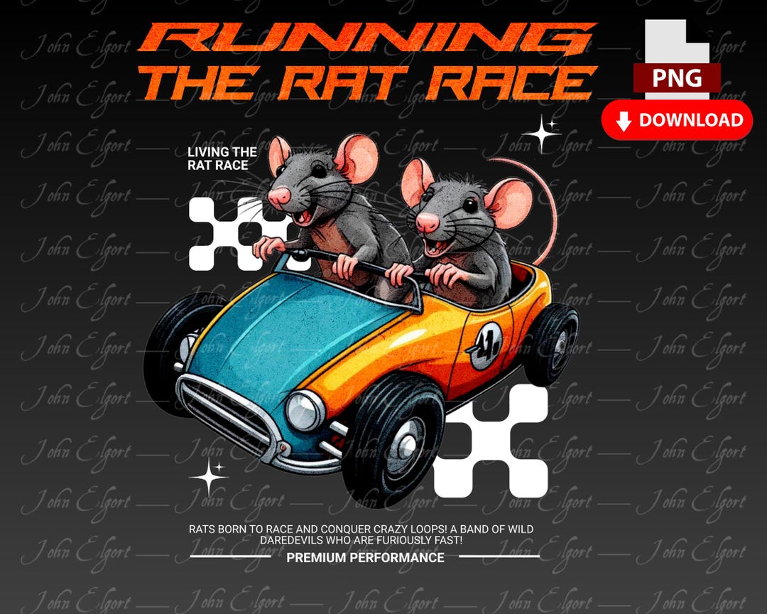 Rat Race T-shirt Design PNG, Inspirational Clip Art, Funny Animal ...