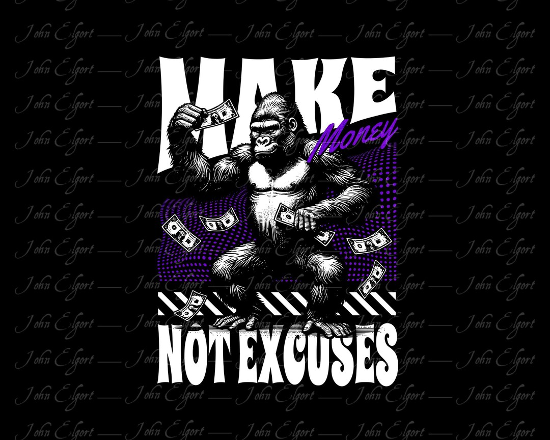Gorilla With Money Illustration Png, Positive Message Sublimation ...