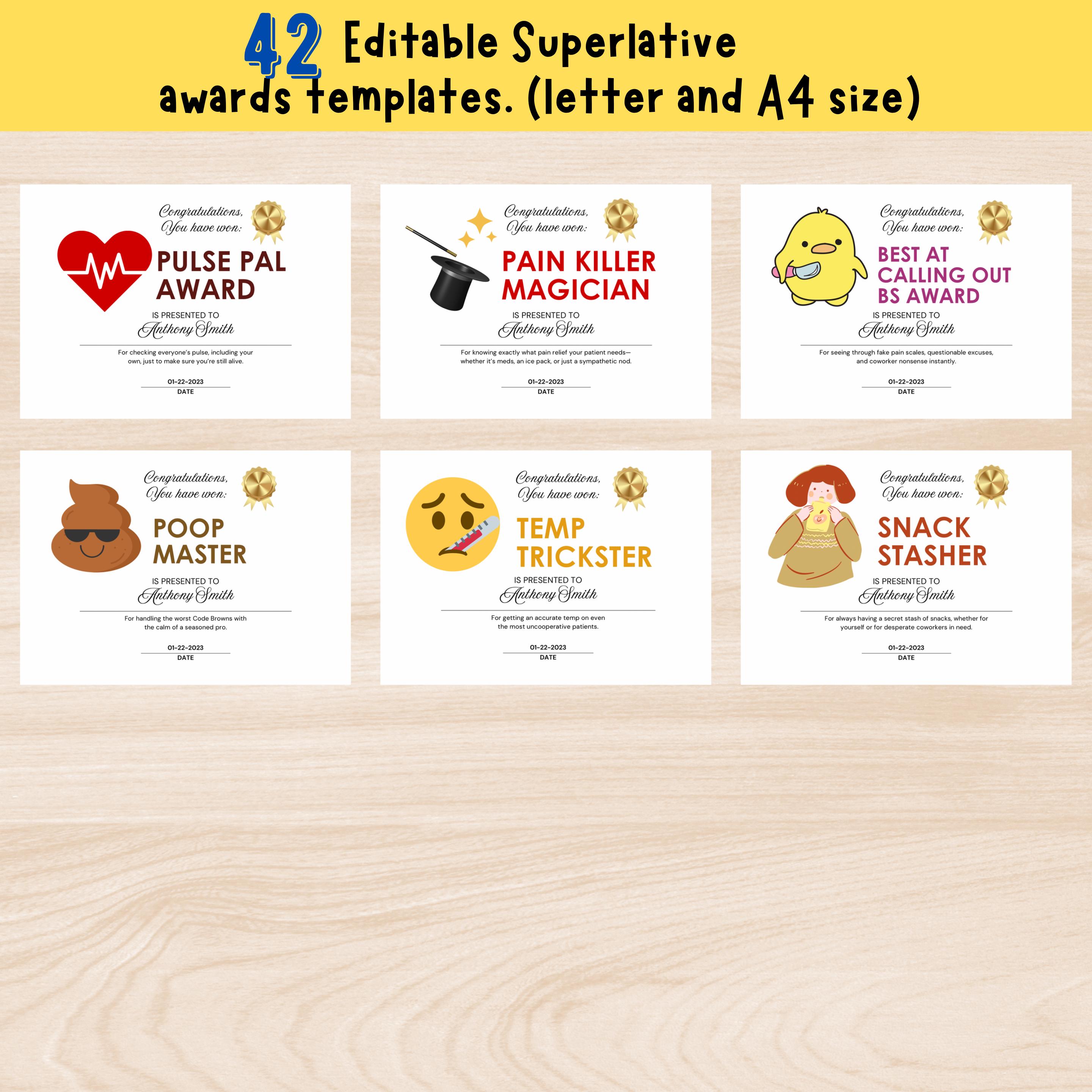 Nursing Awards Funny Superlative Award Nurse Medical Employee Fun ...