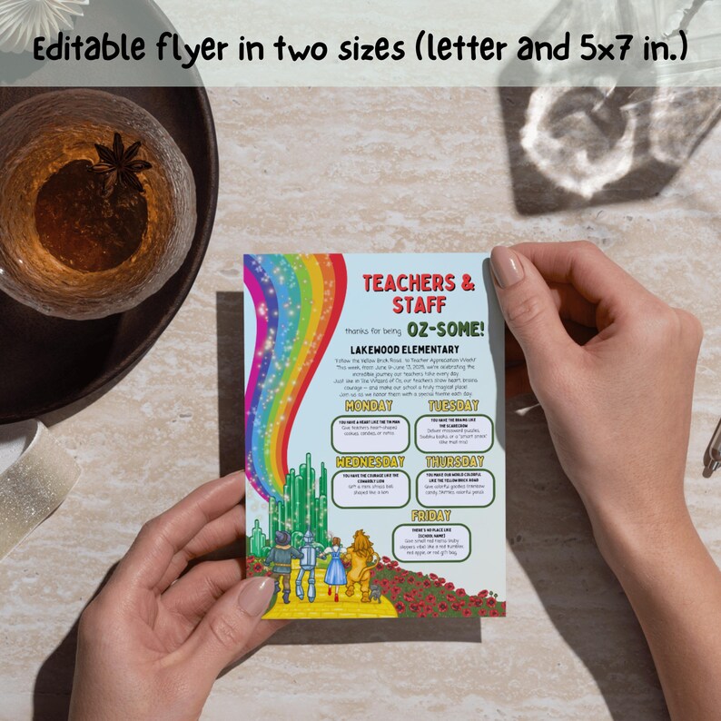 Wizard of Oz Teacher Appreciation Week Flyer Bundle (editable Canva ...