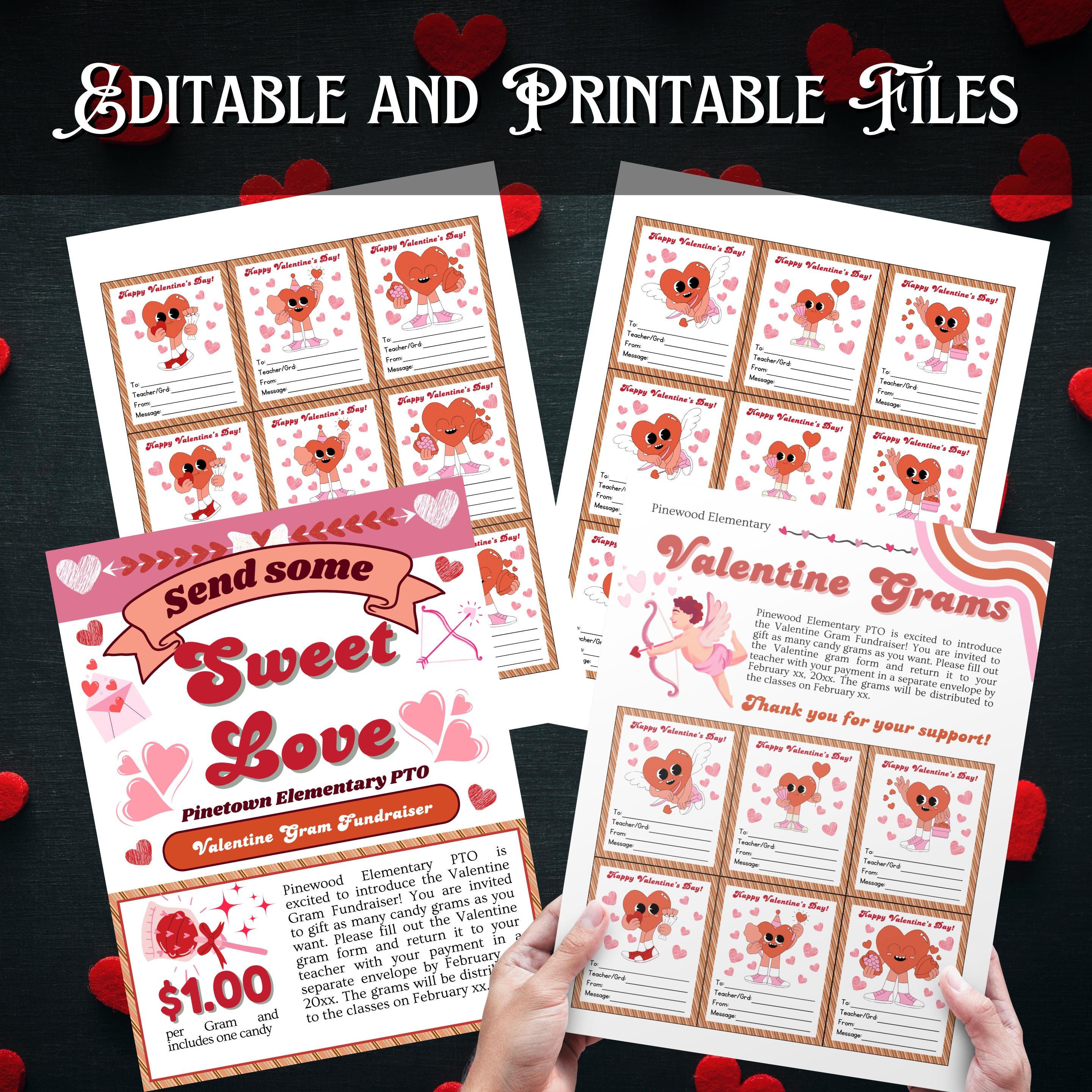 Valentine Gram Flyer Editable Canva Template Pto Pta Fundraising ...