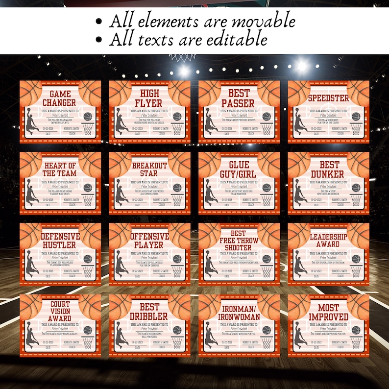 Basketball Awards Certificate Templates: Editable Canva, End of Season ...
