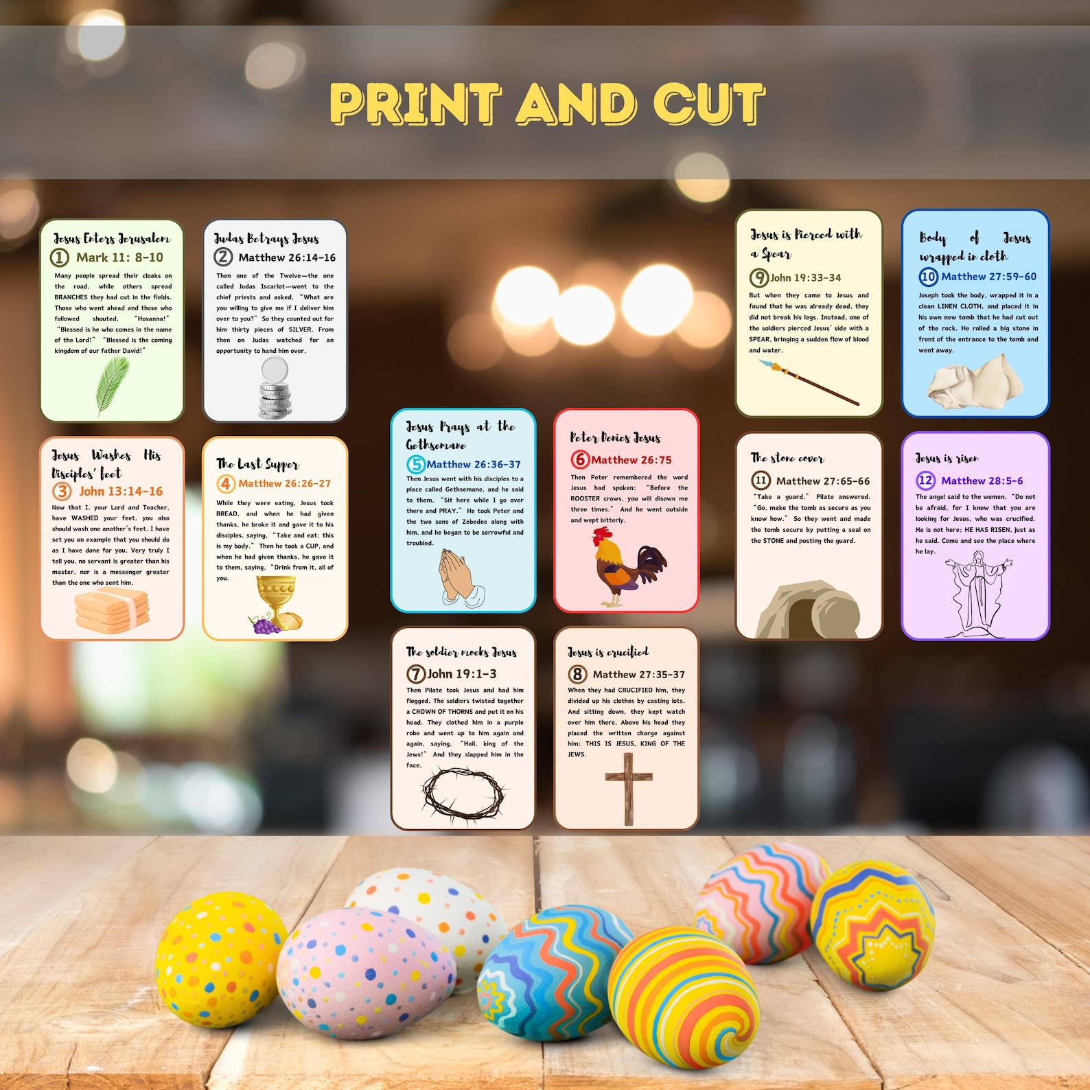 Resurrection Eggs and Story Cards Printable Easter Egg Hunt Activity ...