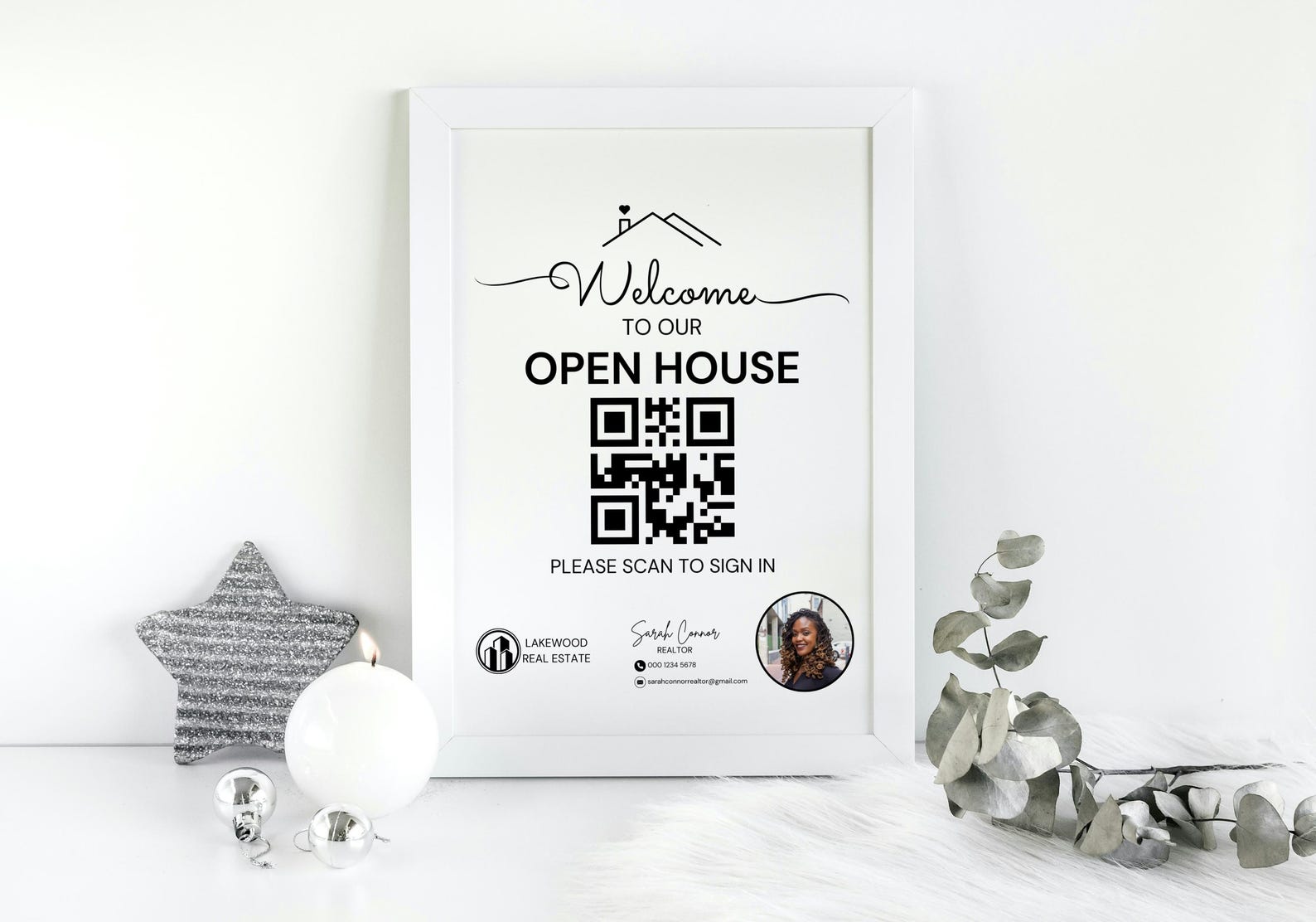 Open House Welcome Sign: Editable QR Code Canva Template (instant ...