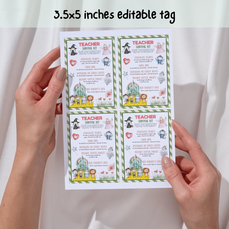 Teacher Survival Kit Editable Template Wizard of Oz Labels | Middle ...