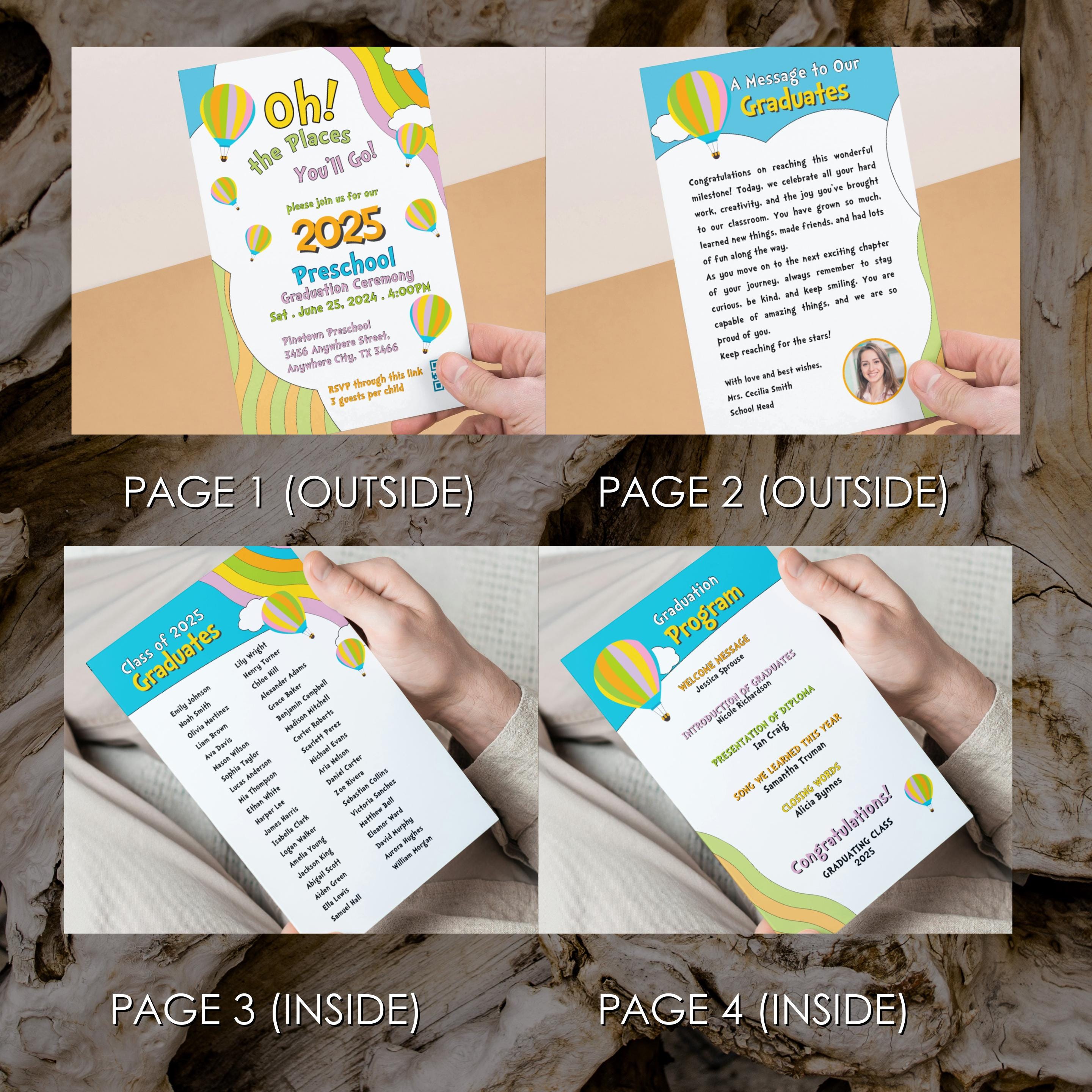 Preschool Graduation Invitation Template: Editable Canva Program ...