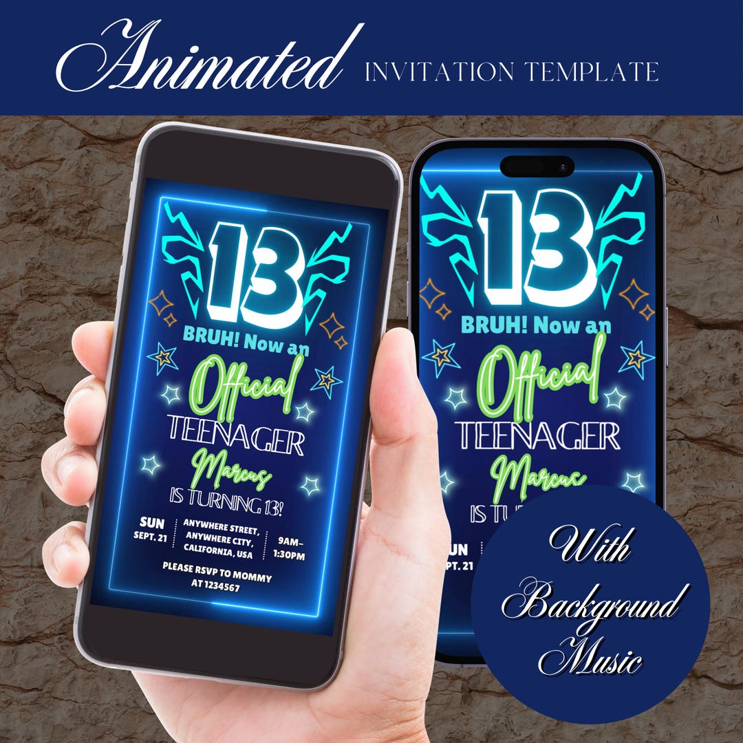 Official Teenager Birthday Invitation Template for Boys (digital ...