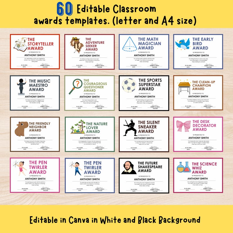 Funny Awards From Teacher End of Year Award Classroom School Editable ...