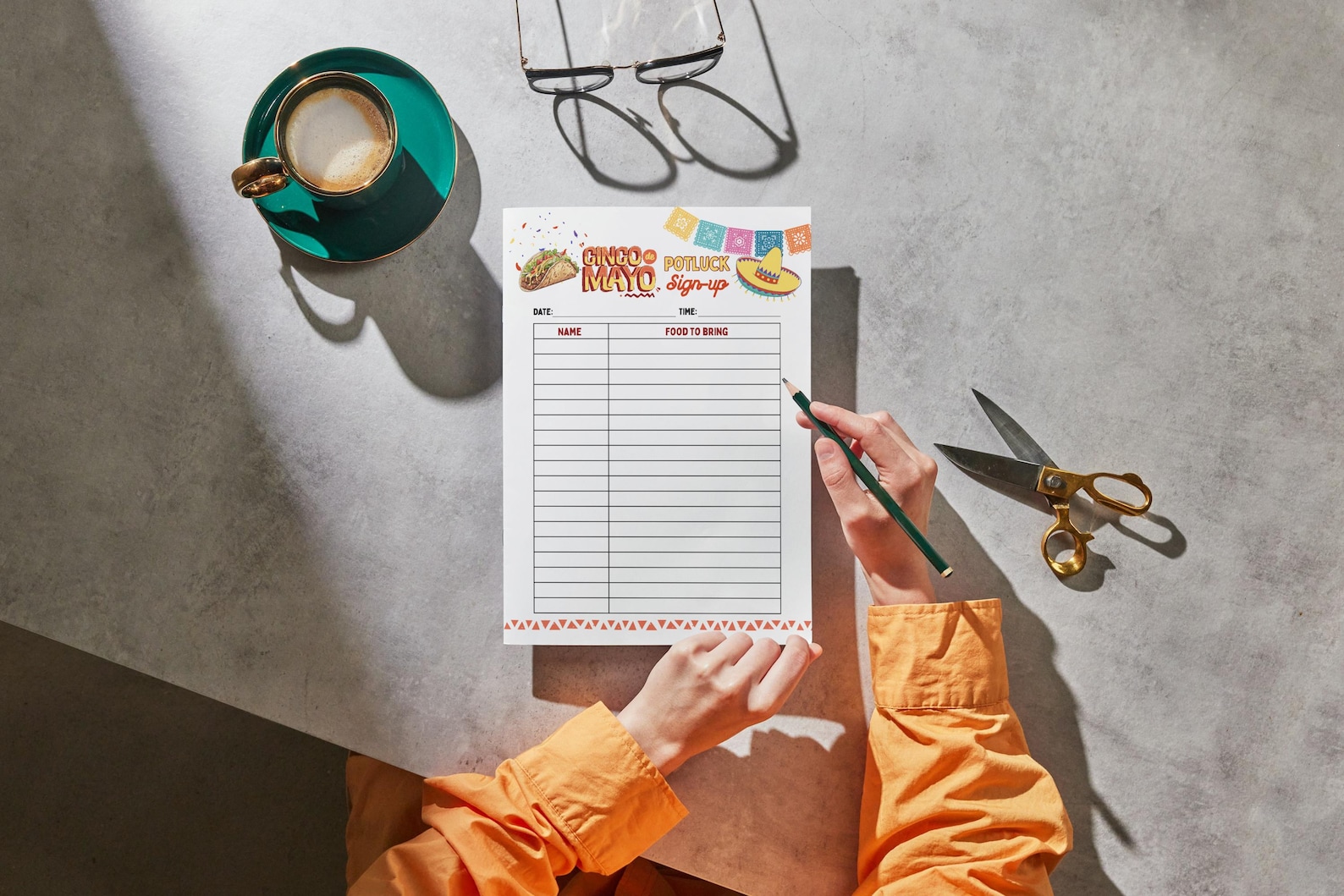 Cinco De Mayo Potluck Signup Sheet Editable Template Free Canva Fiesta ...