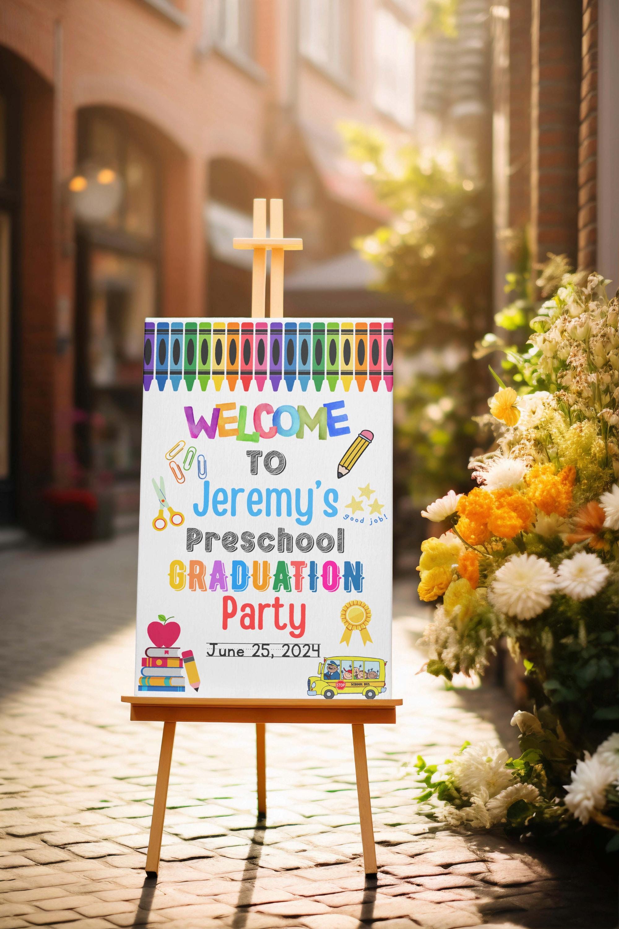 Preschool Graduation Party Decor Welcome Sign Editable Canva Template ...