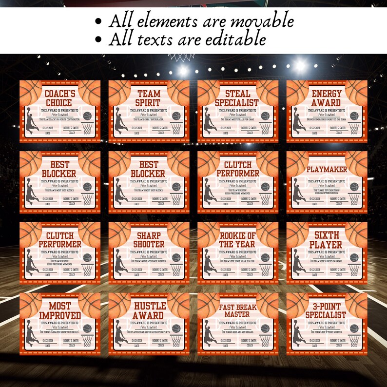 Basketball Awards Certificate Templates: Editable Canva, End of Season ...