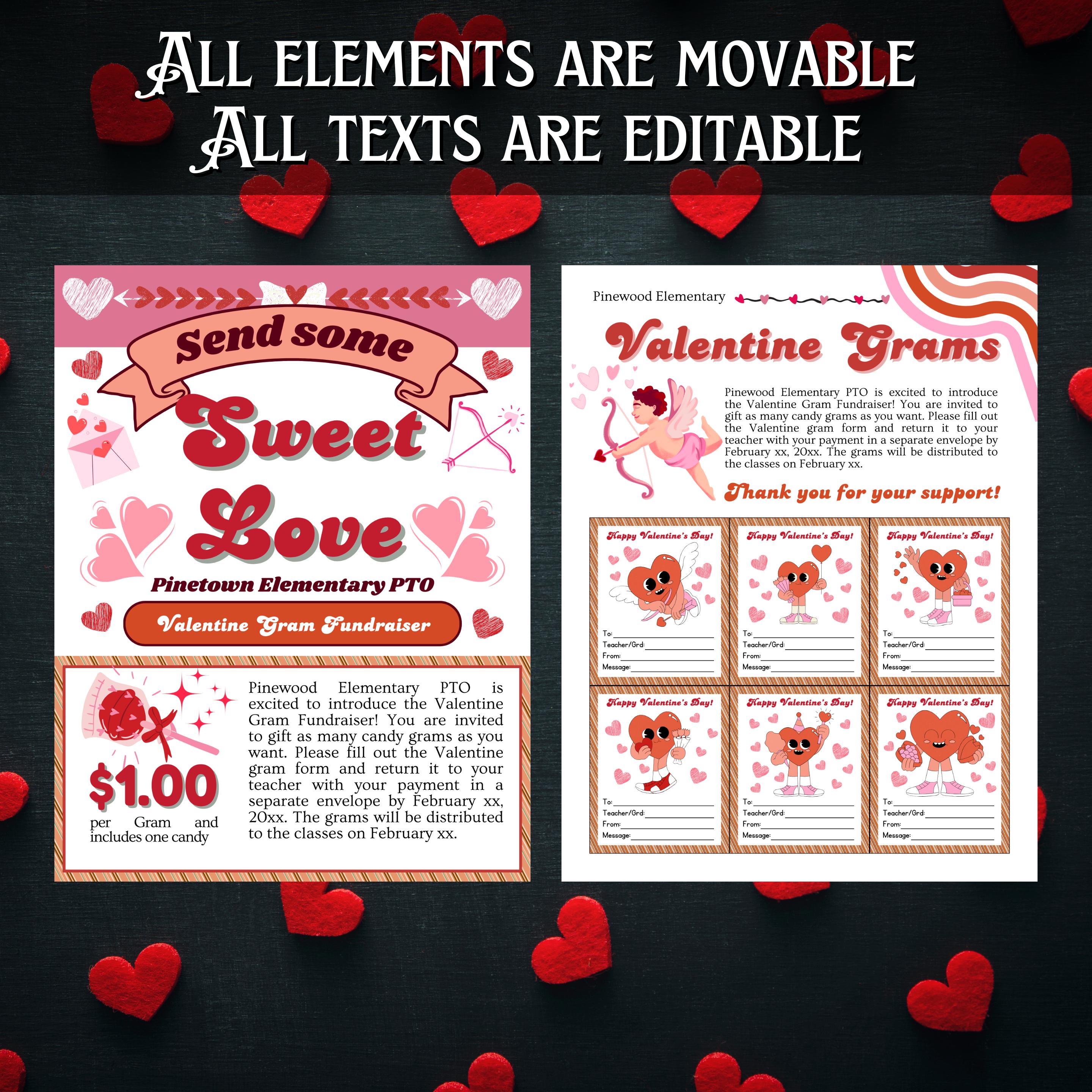Valentine Gram Flyer Editable Canva Template Pto Pta Fundraising ...