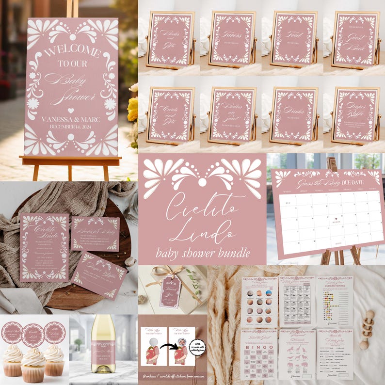 Cielito Lindo Baby Shower Invitation Template and Party Supplies Pink ...