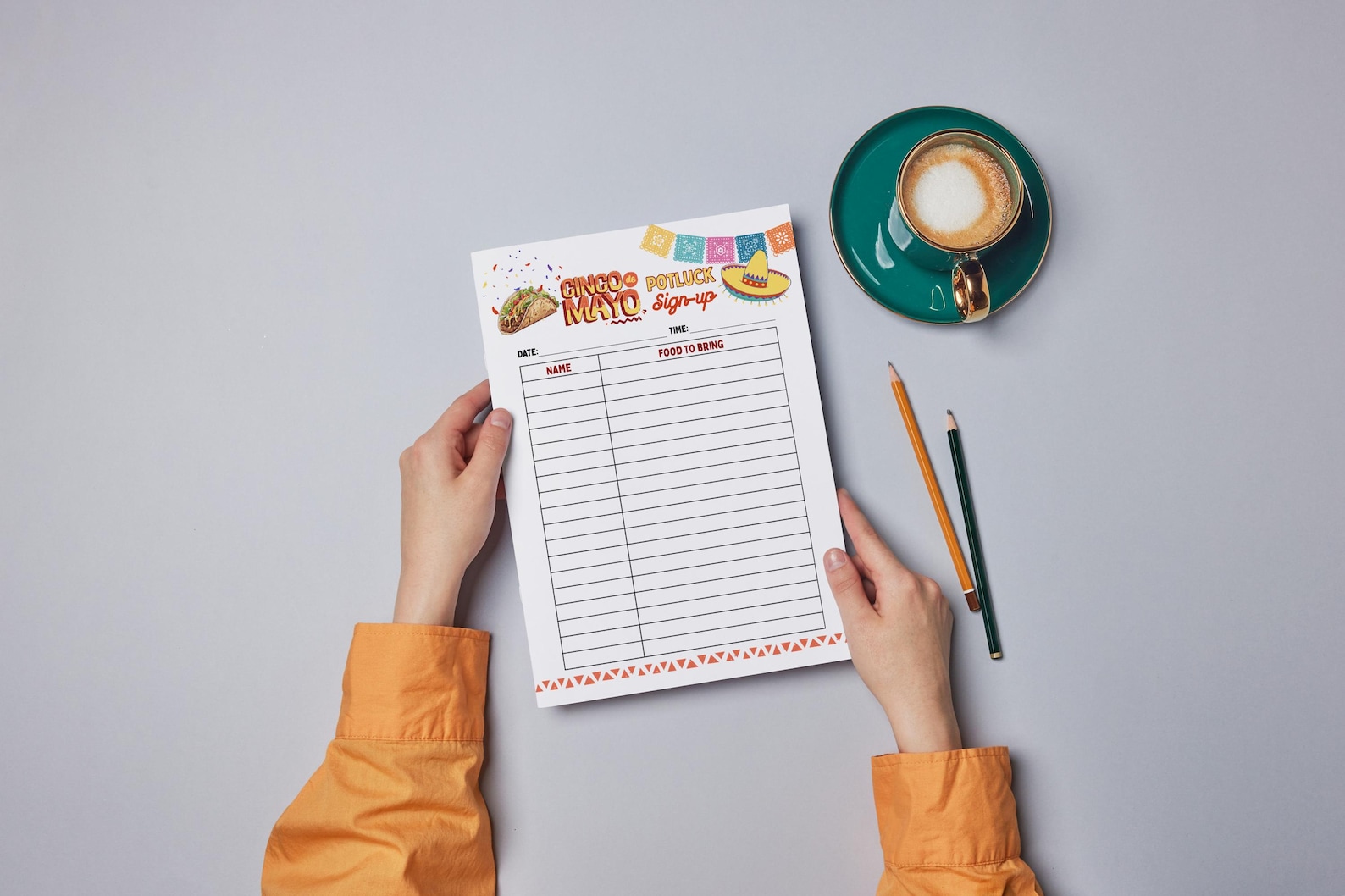 Cinco De Mayo Potluck Signup Sheet Editable Template Free Canva Fiesta ...