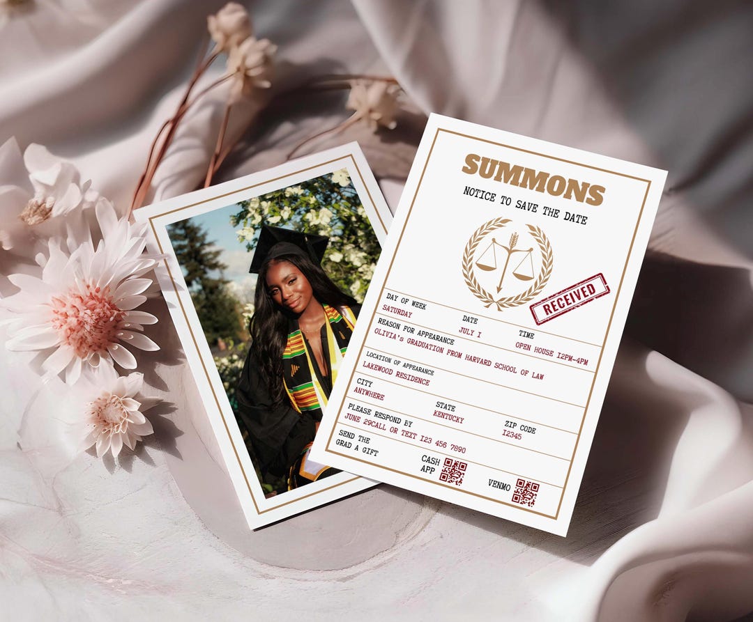Law School Graduation Save the Date Invitation: Editable Canva Template ...