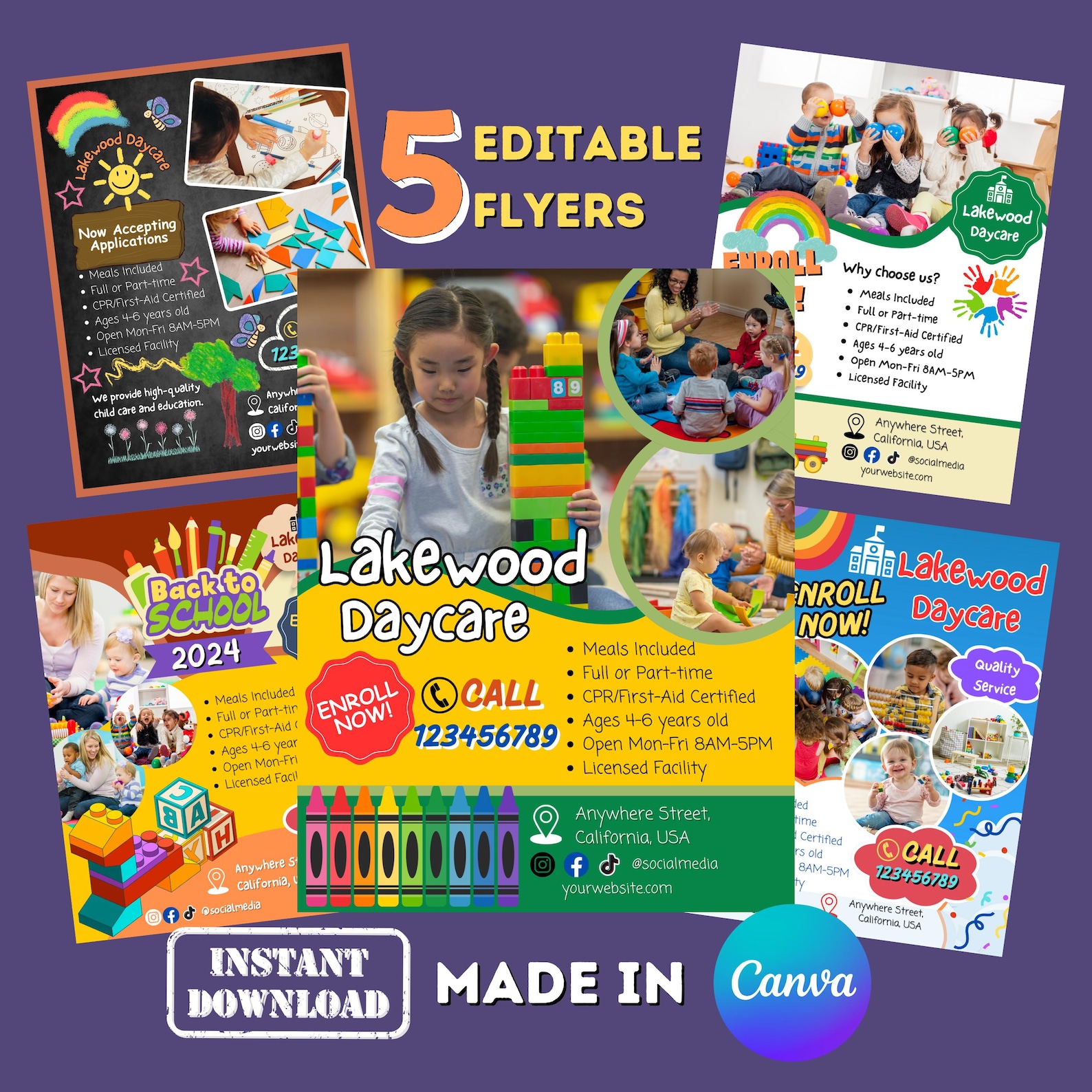 Daycare Flyer Template Editable Canva Flyers Free Account Social Media ...
