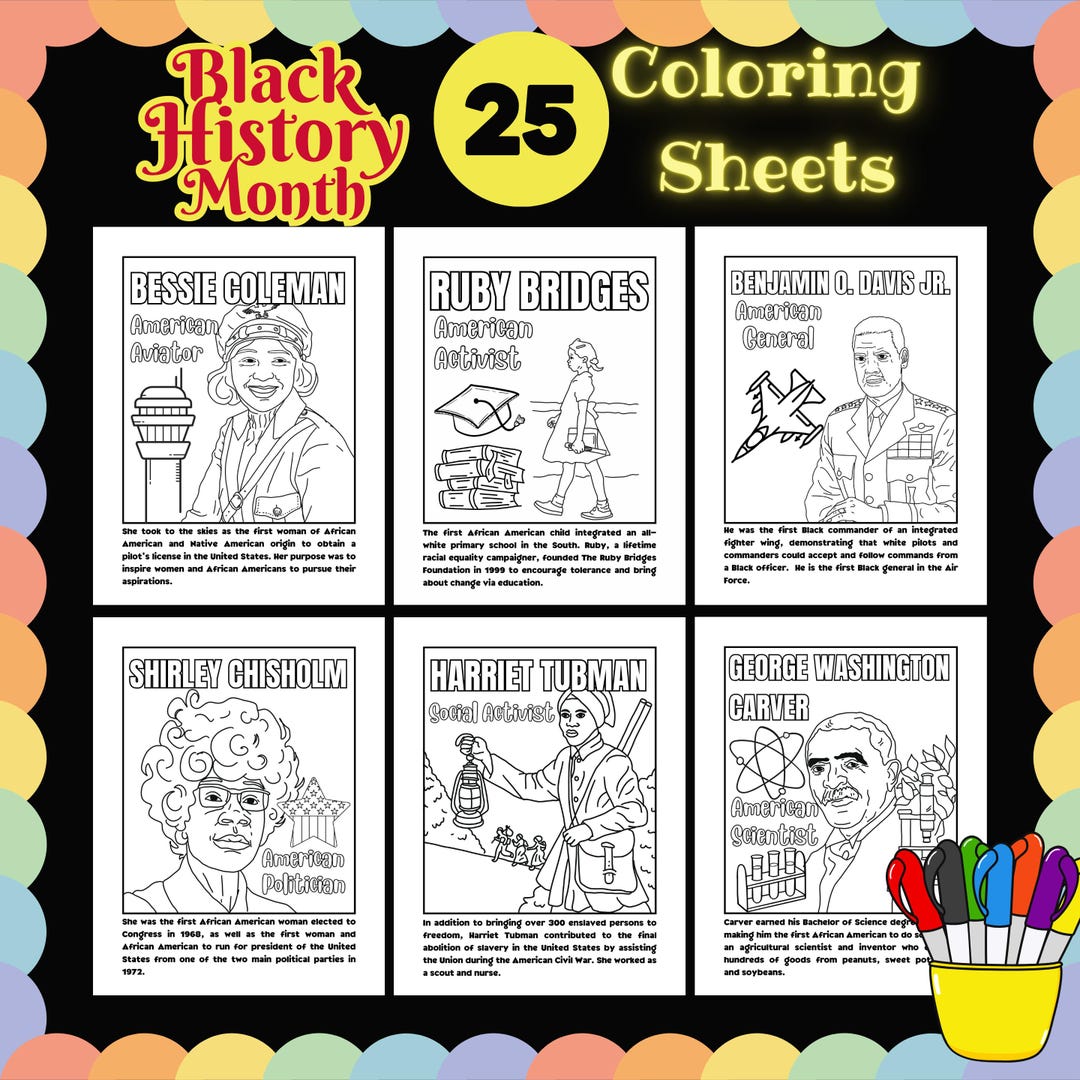 Black History Month Coloring Pages: Famous African Americans (digital ...