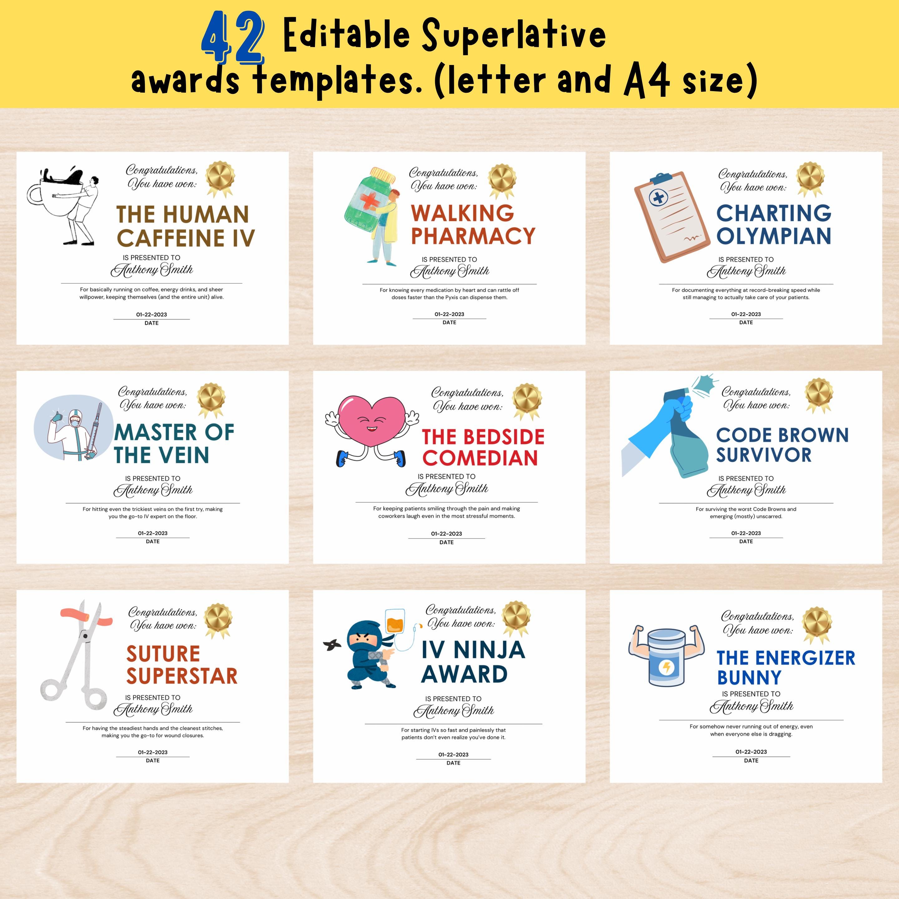Nursing Awards Funny Superlative Award Nurse Medical Employee Fun ...