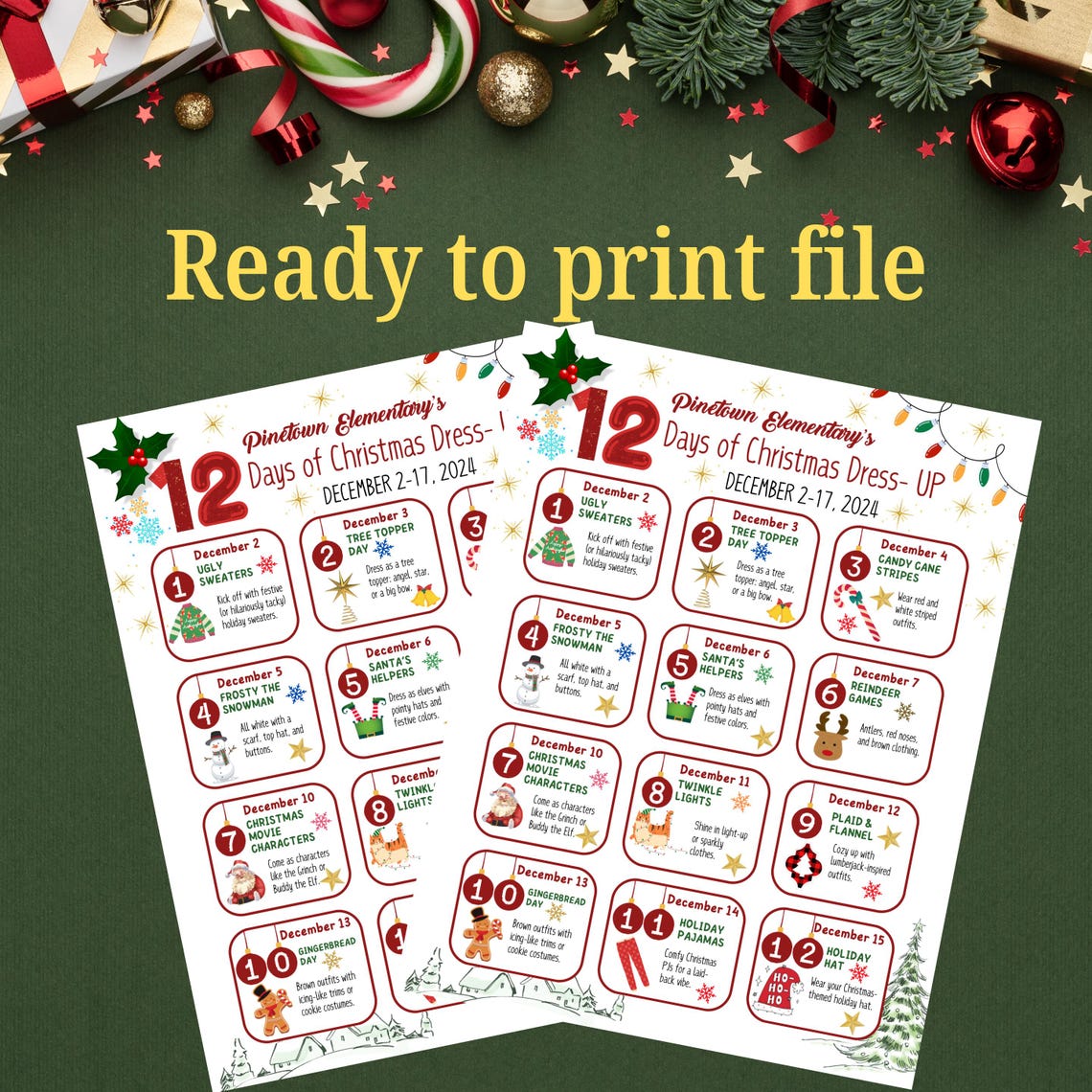 12 Days of Christmas Dress up Flyer Editable Free Canva Template ...