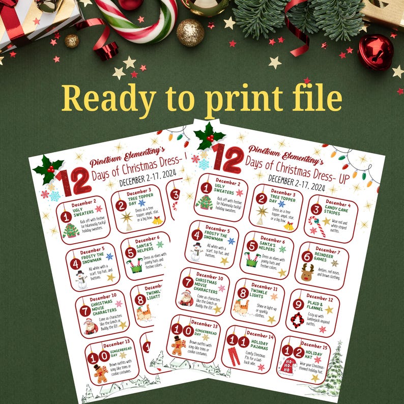 12 Days of Christmas Dress up Flyer Editable Free Canva Template ...