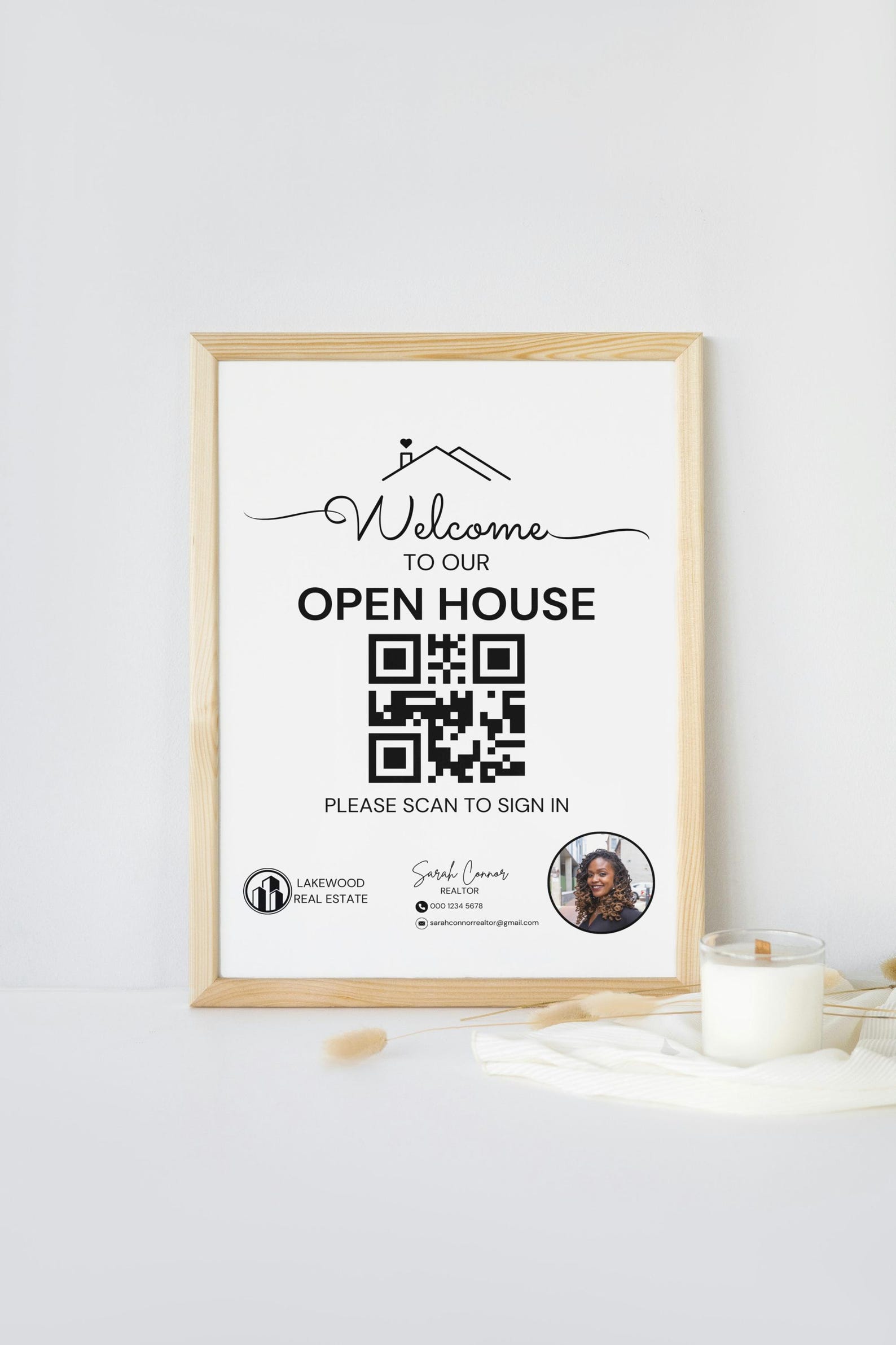 Open House Welcome Sign: Editable QR Code Canva Template (instant ...