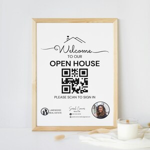 Open House Welcome Sign: Editable QR Code Canva Template (instant ...