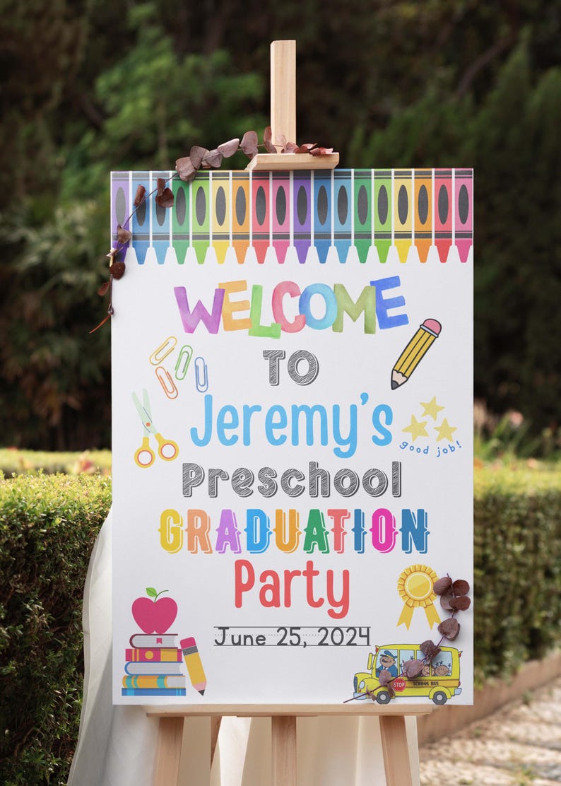 Preschool Graduation Party Decor Welcome Sign Editable Canva Template ...