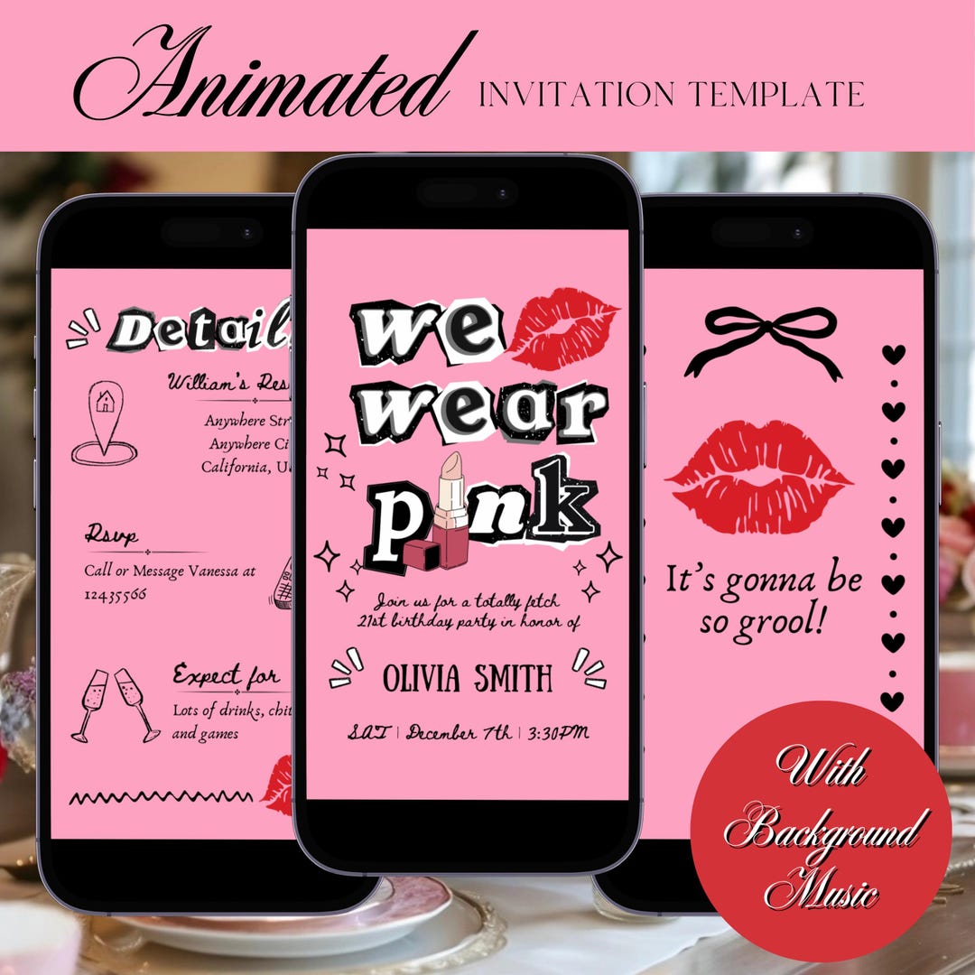 Mean Girls Birthday Invitation Template Canva Editable Animated Invite ...