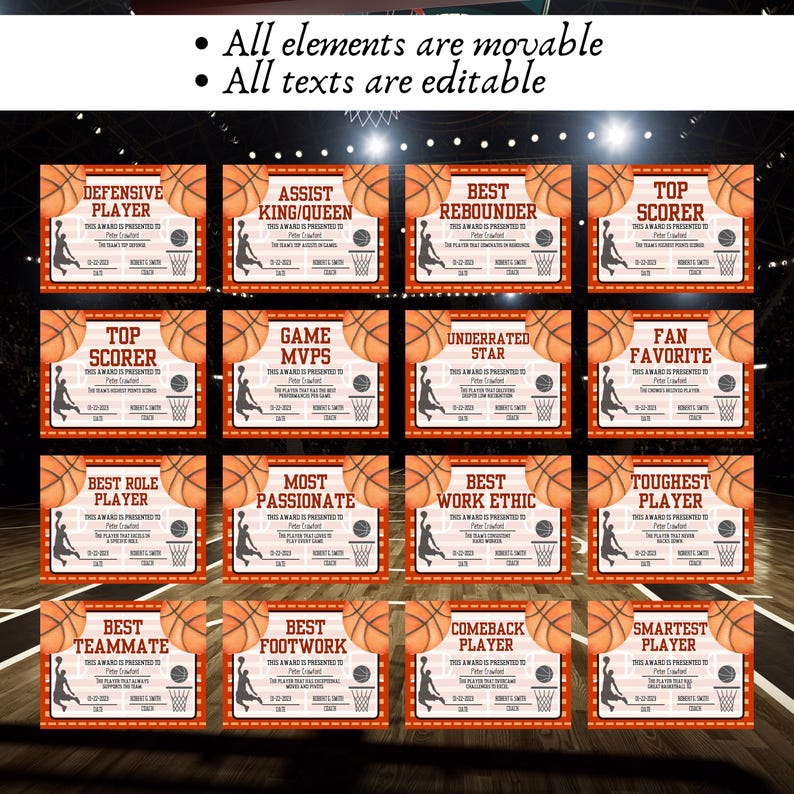 Basketball Awards Certificate Templates: Editable Canva, End of Season ...