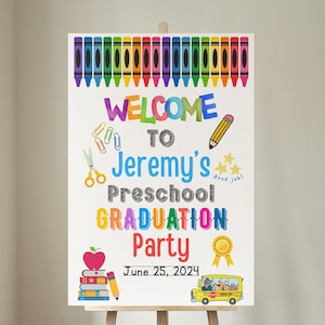 Preschool Graduation Party Decor Welcome Sign Editable Canva Template ...
